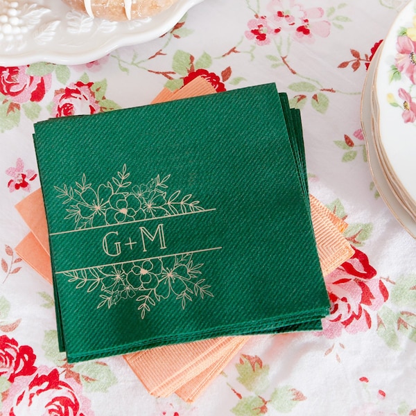 Custom Wedding Cocktail Napkins Linen Feel - Etsy