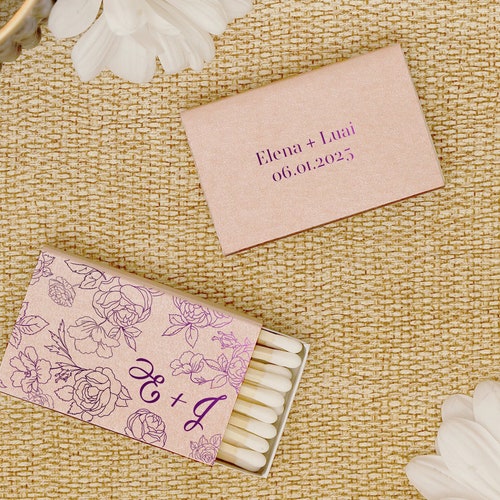 Custom Floral Wedding Matchboxes Bespoke Custom Wedding - Etsy