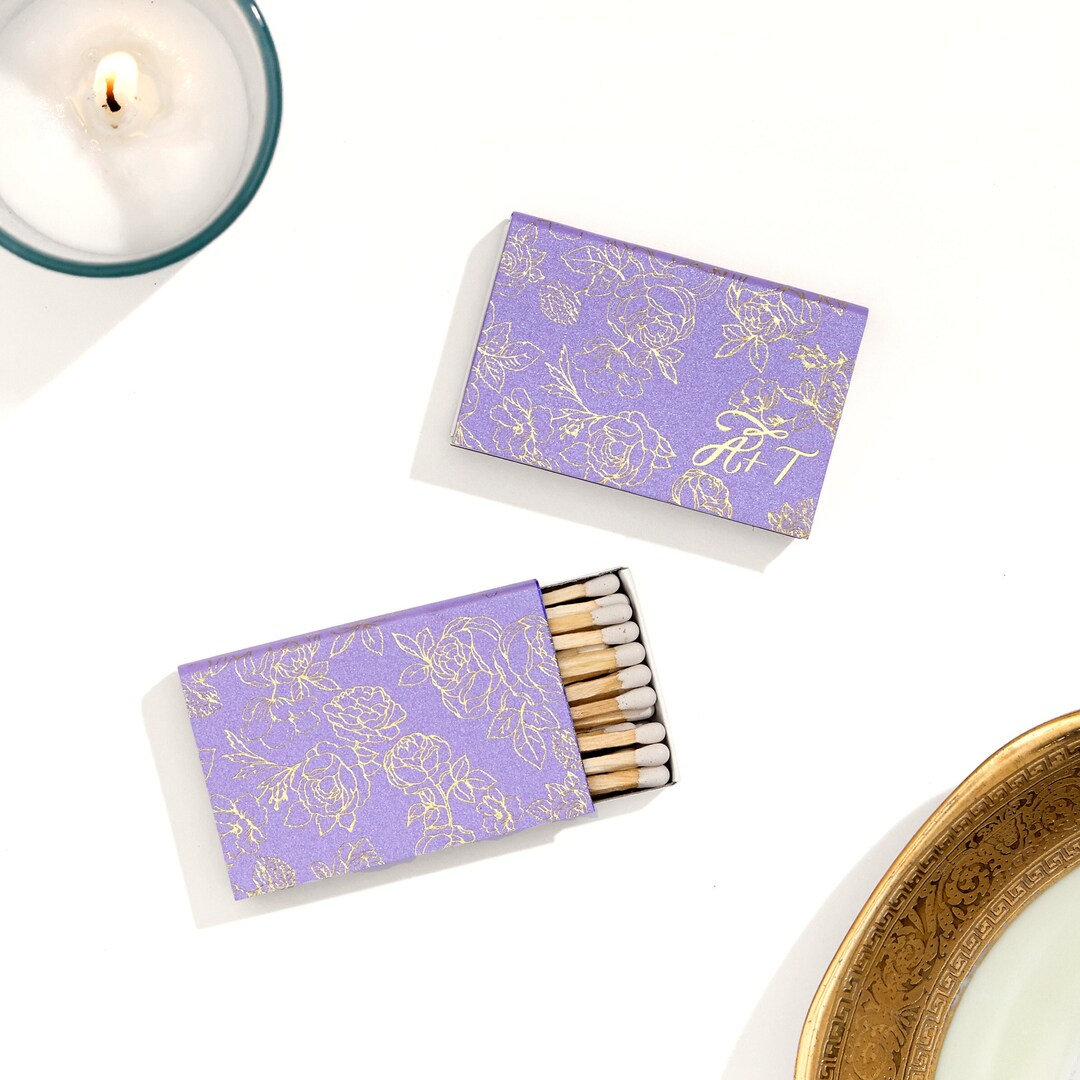 Personalized Floral Wedding Matchboxes - Bespoke Custom Wedding Favors ...