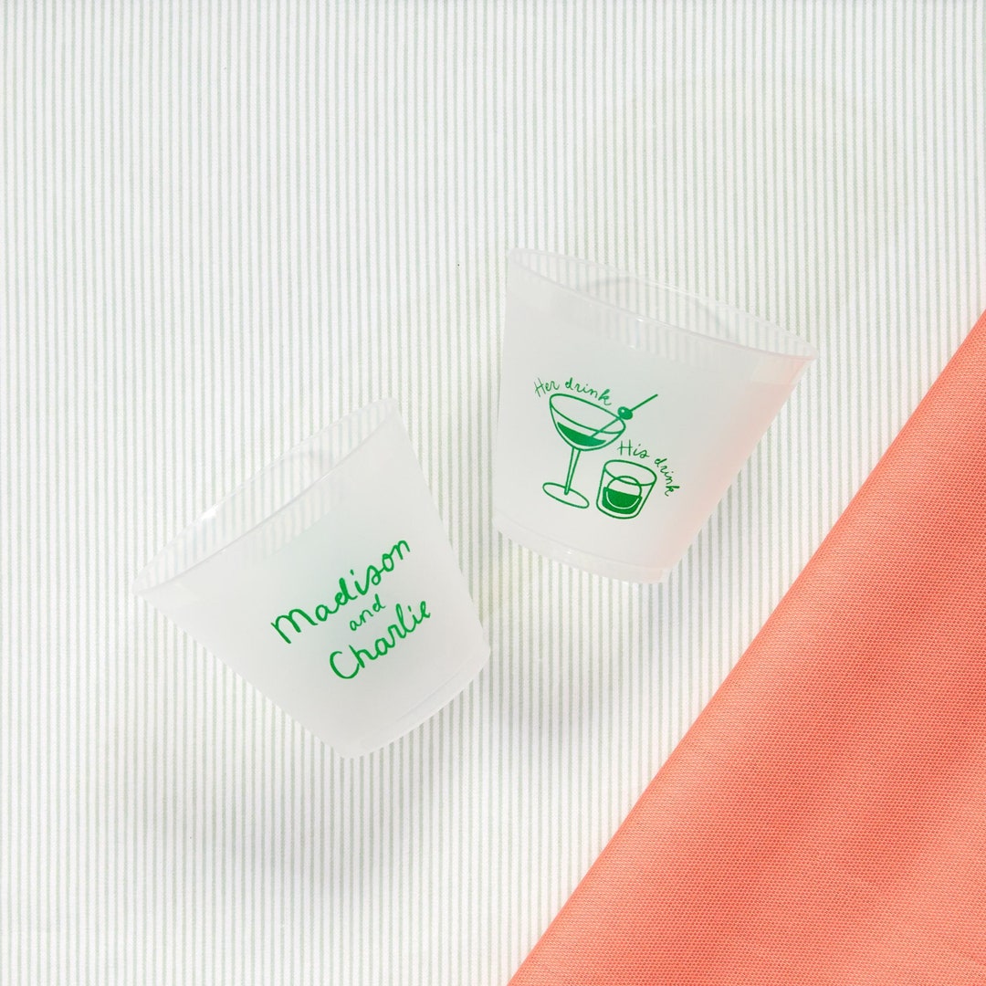 Customized Party Cups - Cocktail Hour - 9oz Plastic Frost Flex Cups ...