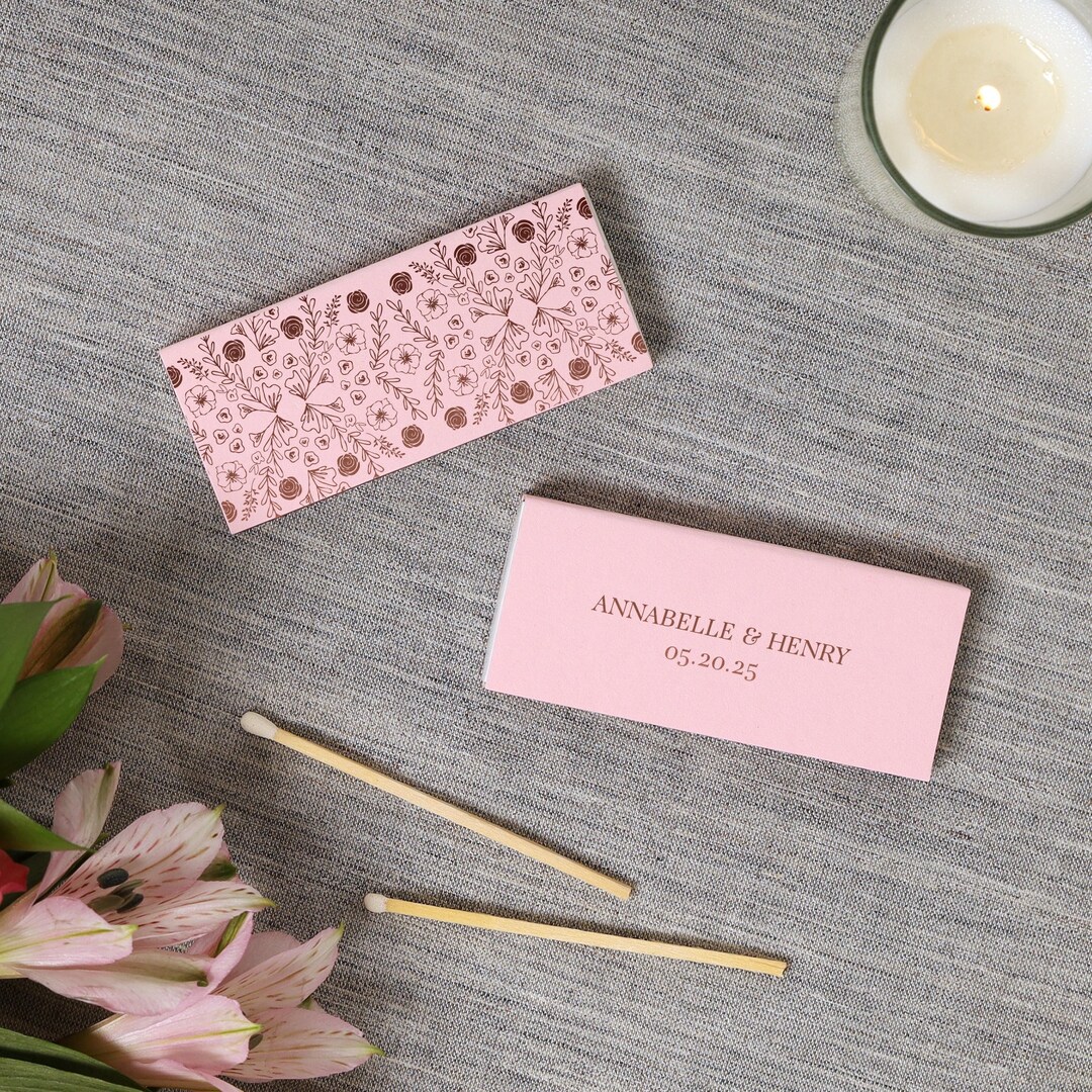 Personalized Floral Matchboxes, Candle, Rose Pattern - Candle Matchbox ...