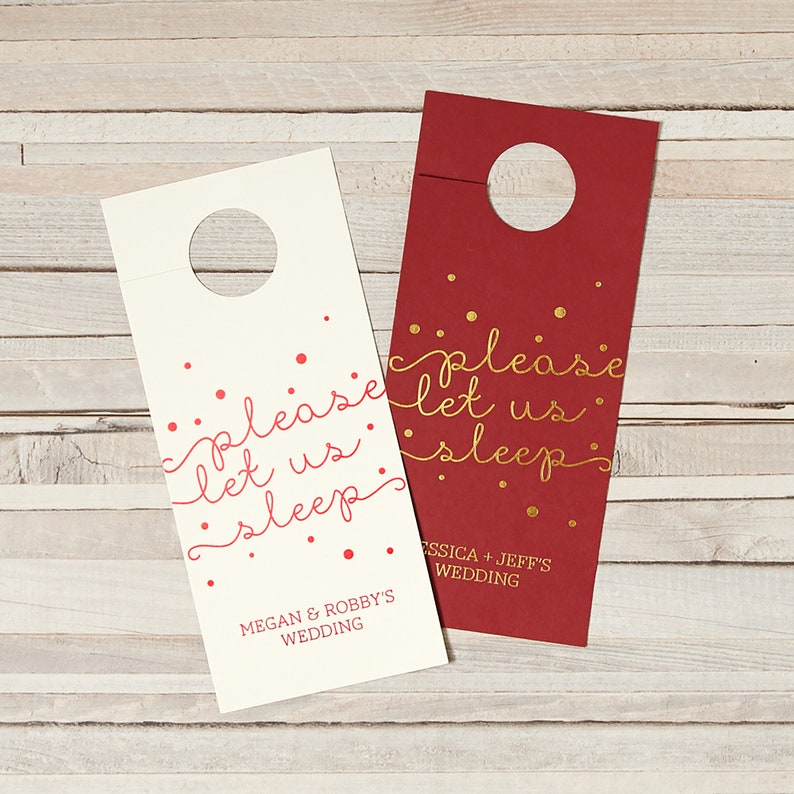 Personalized Please Let Us Sleep Door Hanger Wedding Favor - Etsy