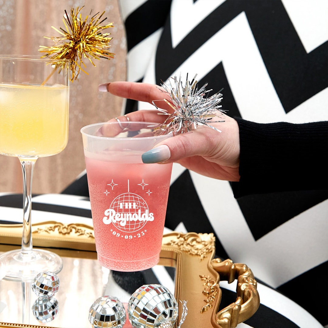 Personalized Party Cups - Disco Ball - 10 Oz Plastic Frost Flex Cups ...