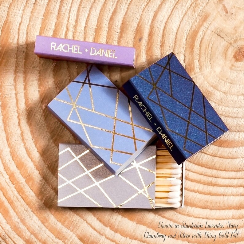 Personalized Wedding Matchboxes Modern Geometric Pattern - Etsy