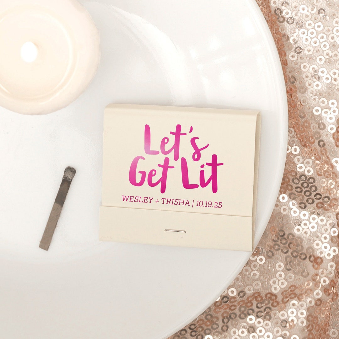 Let's Get Lit Custom Wedding Matchbooks Wedding Favor, Wedding Matche ...