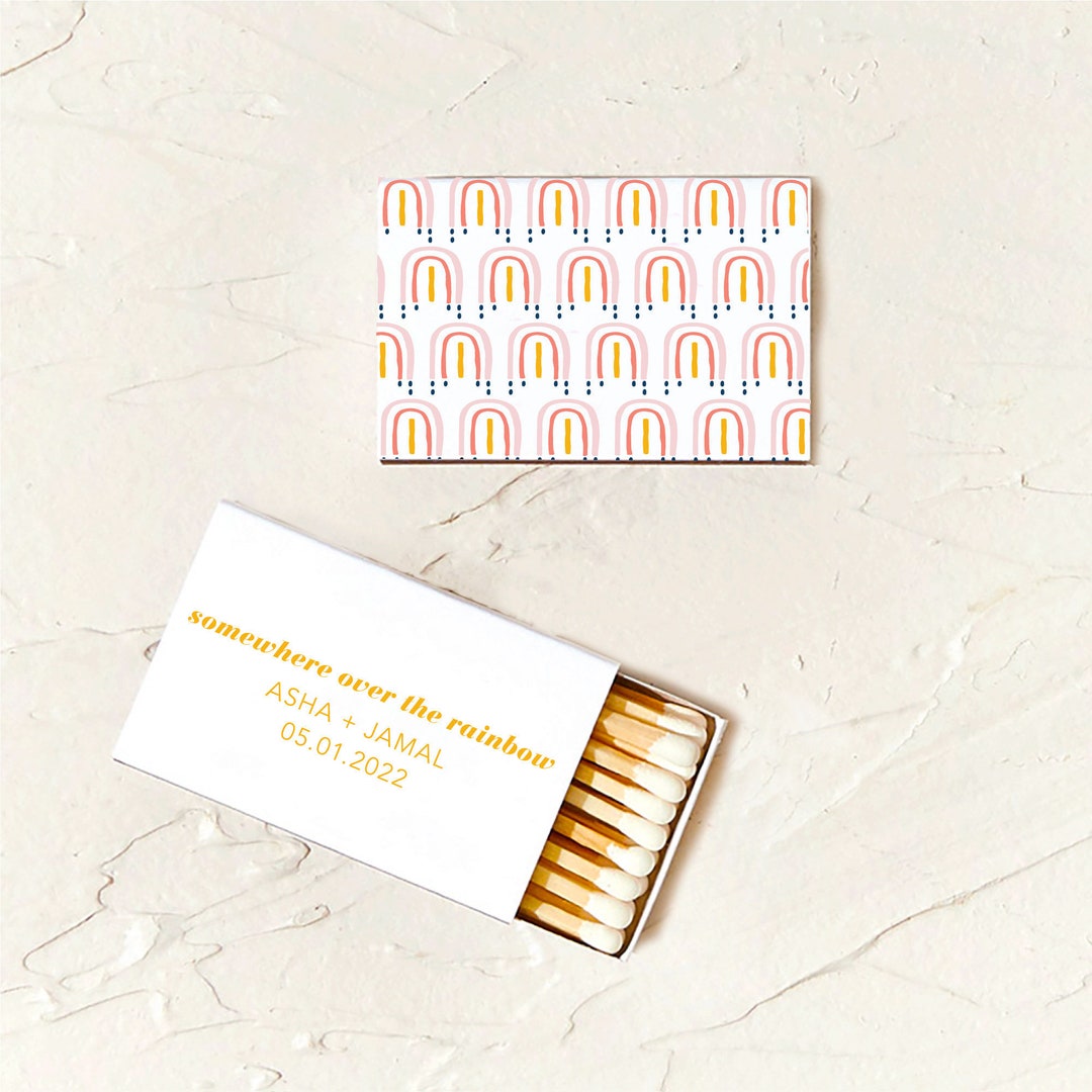 Customized Rainbow Pattern Matchbox Boho Rainbow Wedding - Etsy