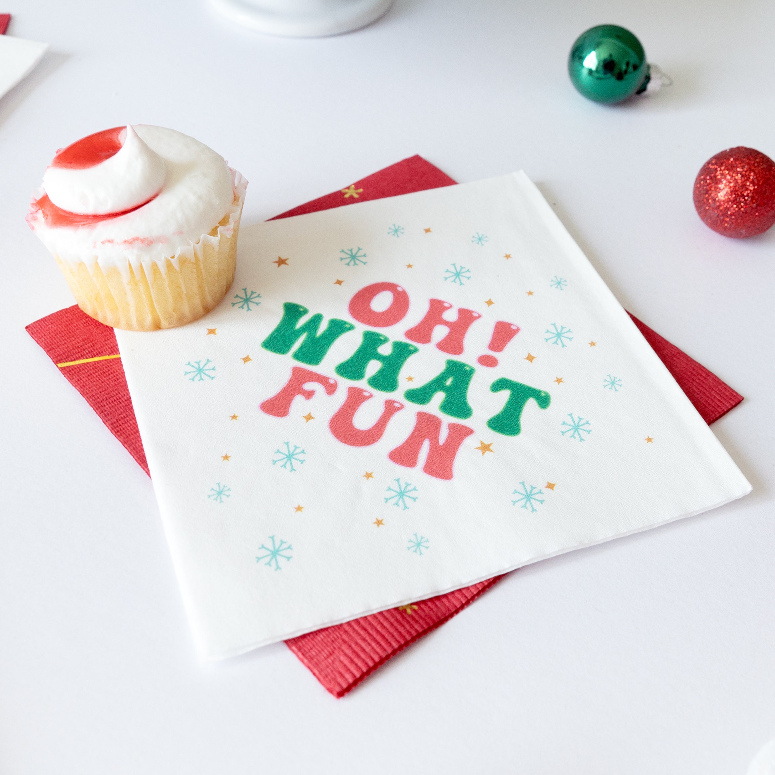 Oh! What Fun Holiday Party Napkin Set - 20 Pack - Christmas and Winter ...