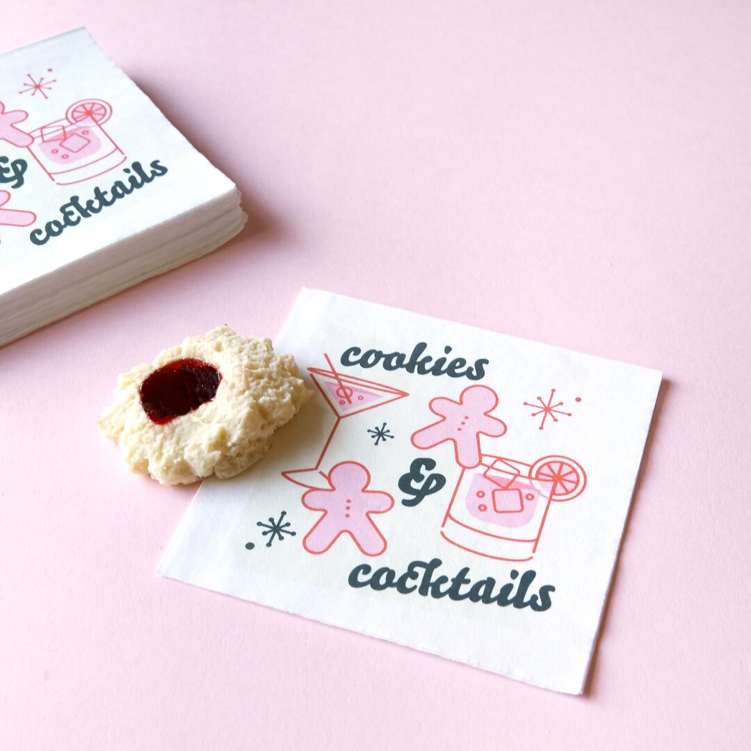 Cookies and Cocktails Party Napkin Set 20 or 50 Pack Christmas and ...