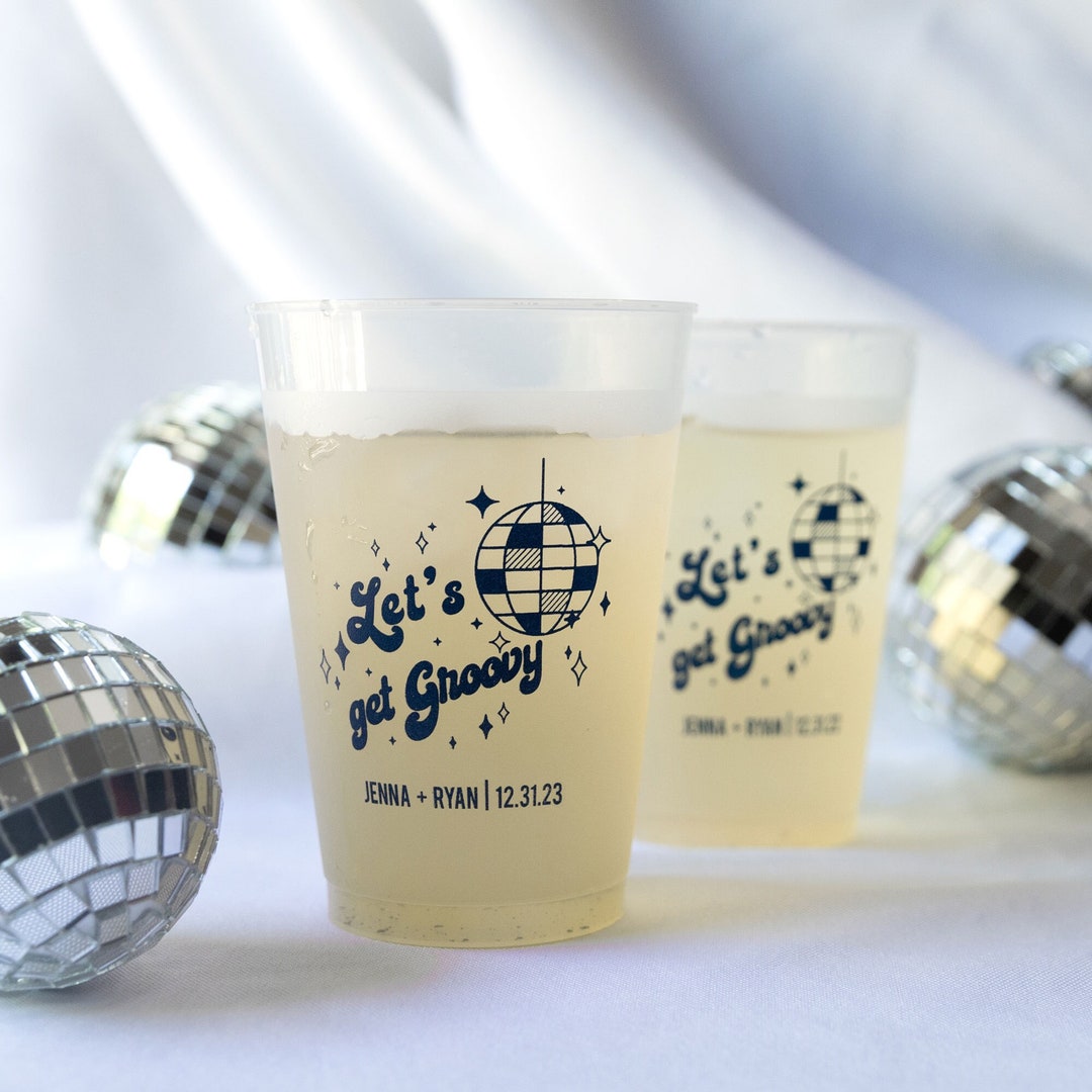 Personalized Party Cups - Disco Night-12oz Plastic Frost Flex Cups ...