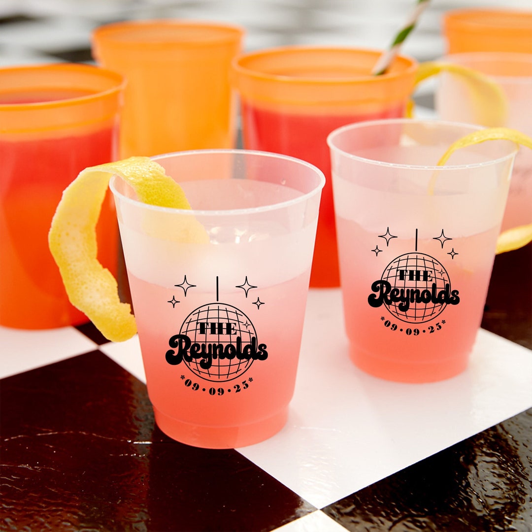 Personalized Party Cups Disco Ball 10 Oz Plastic Frost Flex Cups ...