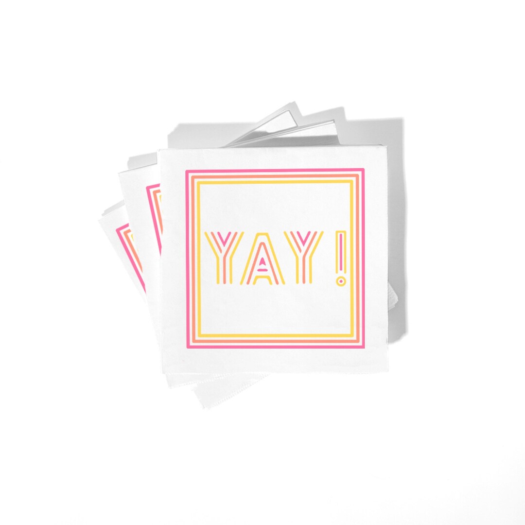 Neon Yay Party Cocktail Napkins Birthday, Wedding, Engagement, Shower ...
