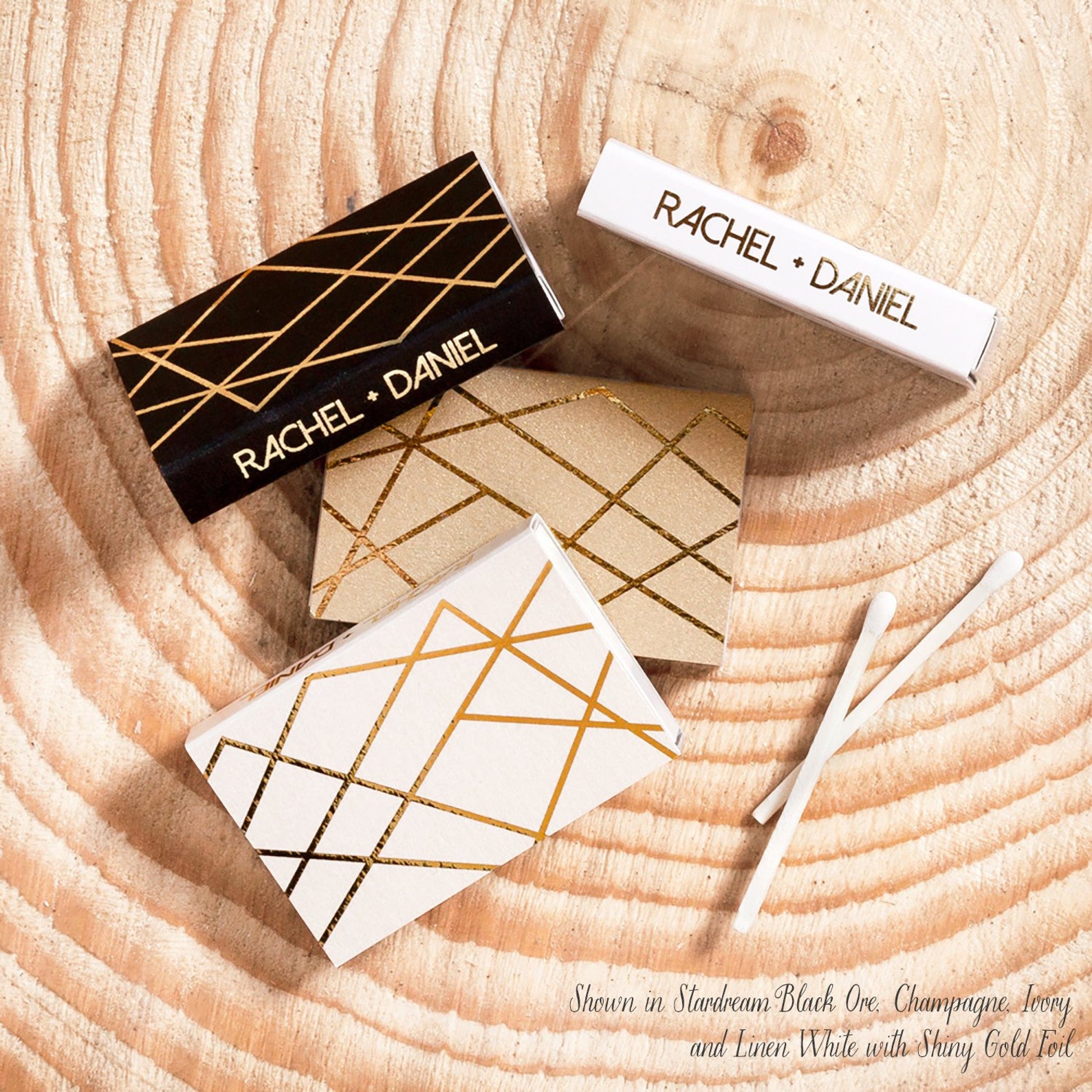 Personalized Wedding Matchboxes Modern Geometric Pattern Wedding ...