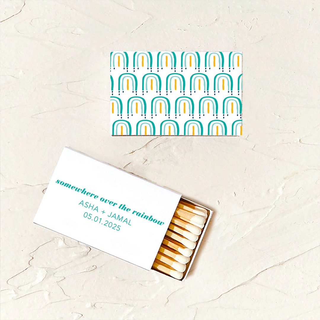 Customized Rainbow Pattern Matchbox Boho Rainbow Wedding - Etsy