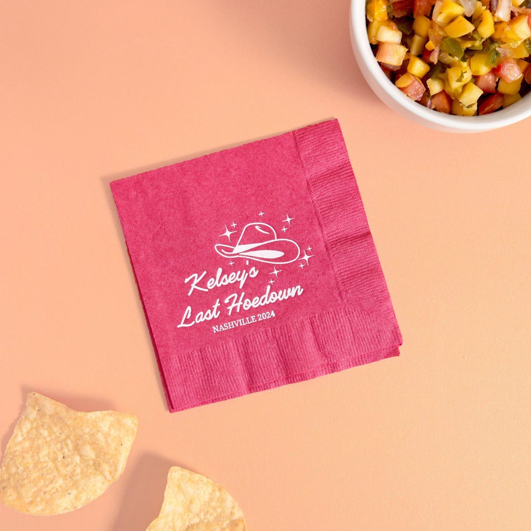 Personalized Cowgirl Bachelorette Cocktail Napkins, Last Rodeo Napkins ...