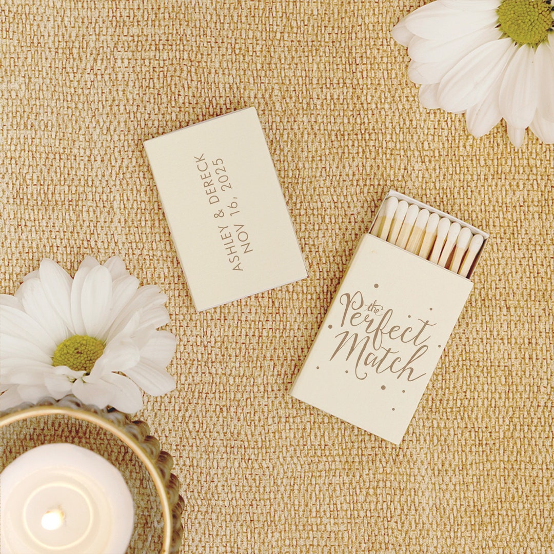 The Perfect Match Personalized Matchboxes - With Polka Dots - Wedding ...