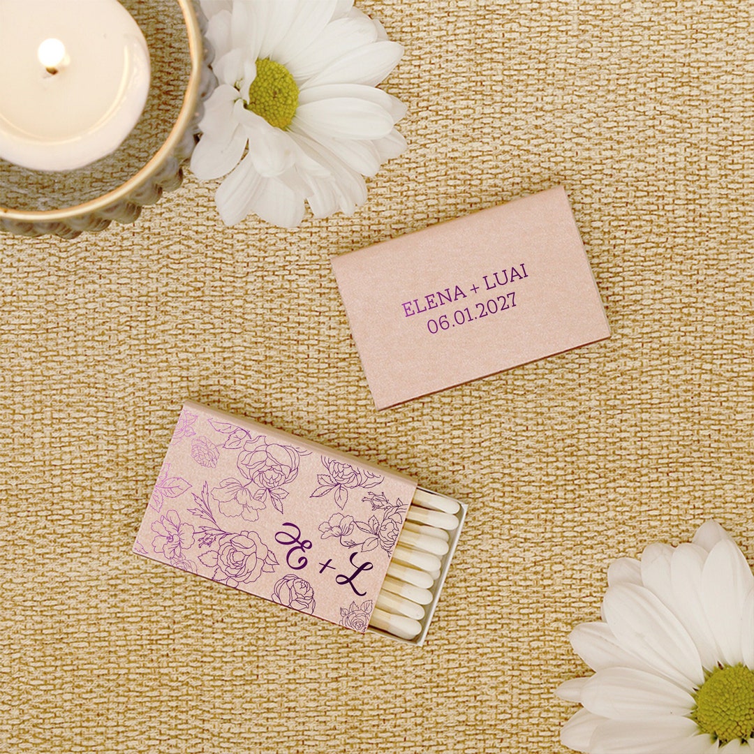 Custom Floral Wedding Matchboxes Bespoke Custom Wedding Favors, Wedding ...