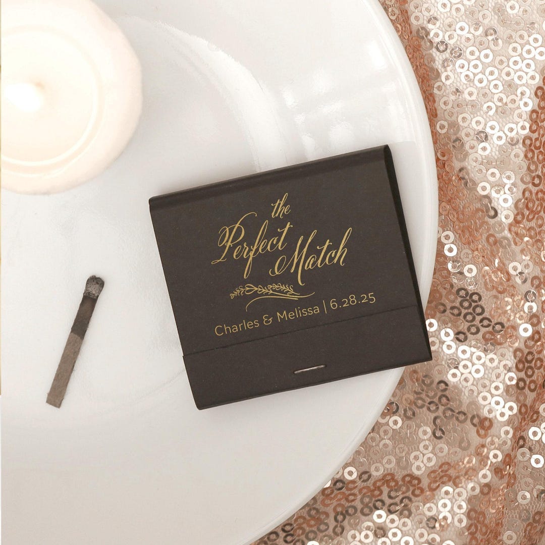 Personalized Perfect Match With Leaves Wedding Matchbook - Wedding ...