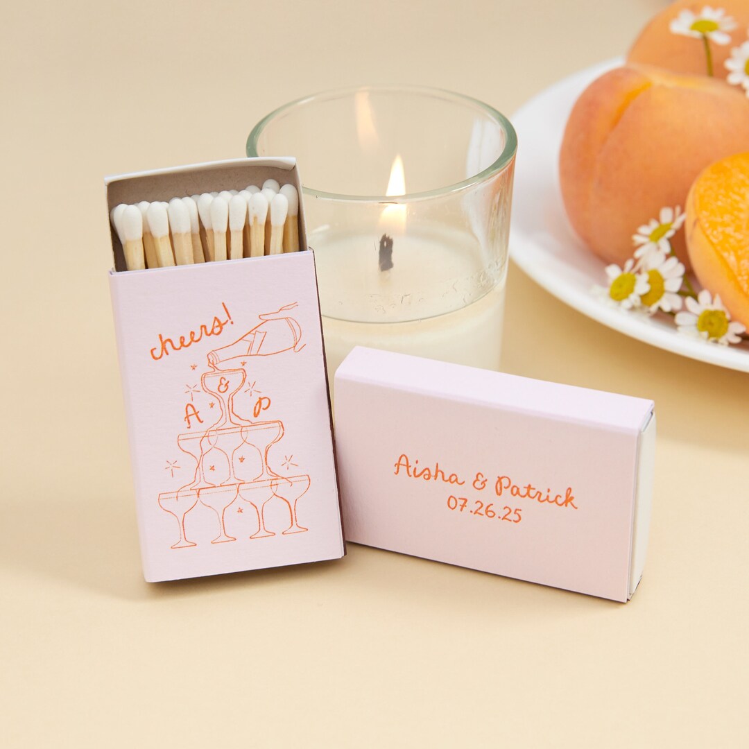 Champagne Tower Matchboxes - Wedding Favor Matches, Wedding Decor ...