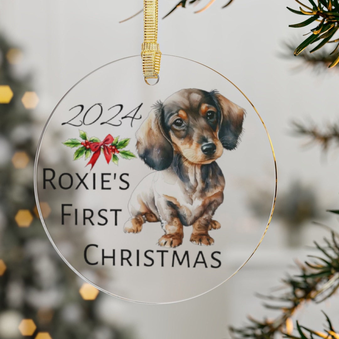 Custom Dachshund Dog First Christmas Ornament, Doxie Dog First ...