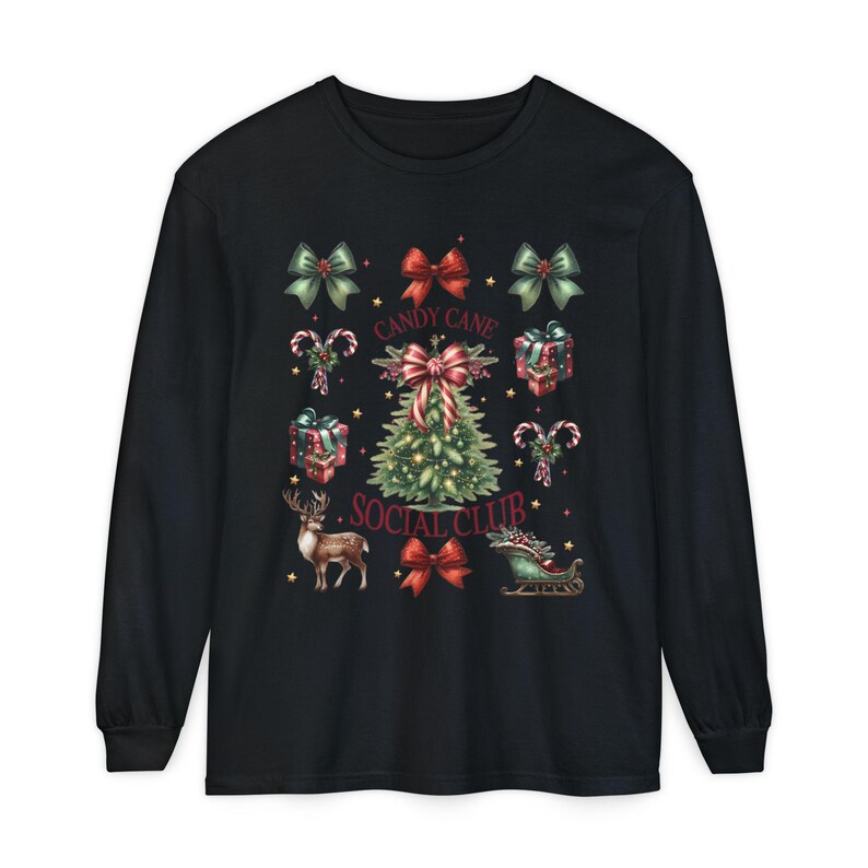 Candy Cane Social Club COQ Christmas Comfort Colors Long Sleeve T-shirt ...