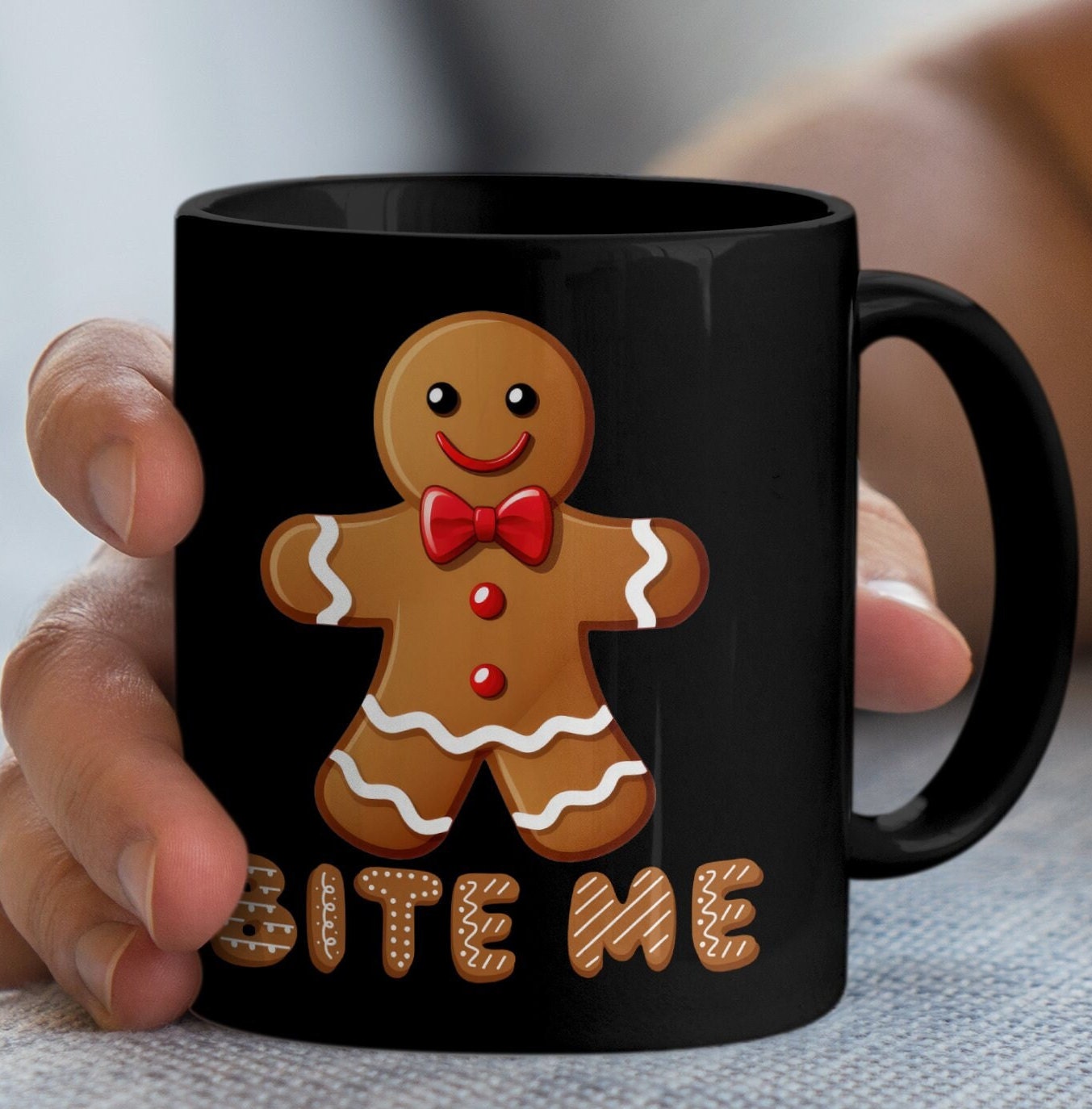 Bite Me Gingerbread Man Mug, Funny Christmas Gift, Bite Me Coffee Cup ...