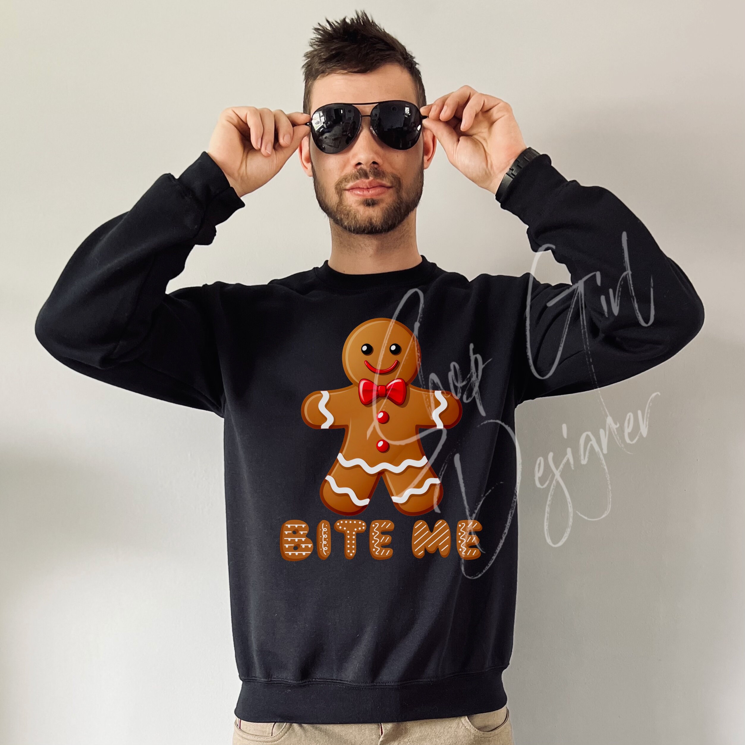 Bite Me Gingerbread Man Sweatshirt, Funny Halloween, Lazy Costume ...