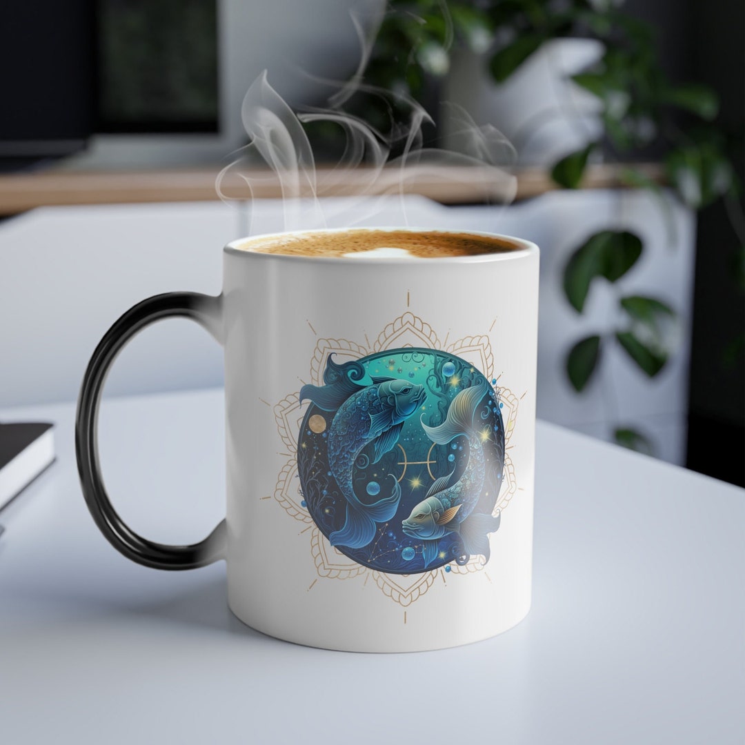 Pisces Color Morphing Mug 11oz, Pisces Sign Mug, Color Changing Pisces ...