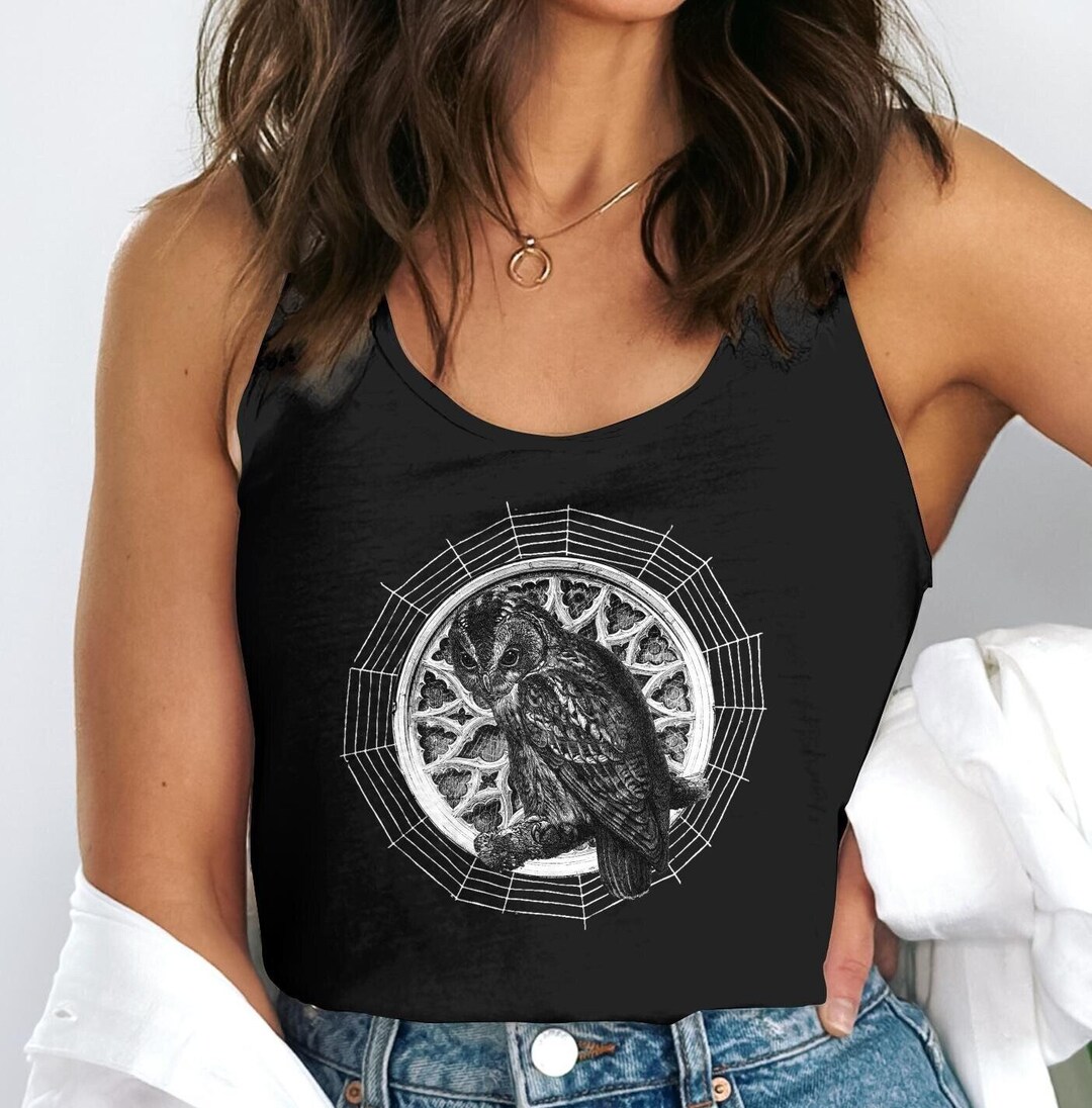Gothic Owl Tank, Goblincore Tank, Owl Tank Top, Halloween Shirt, Cool ...