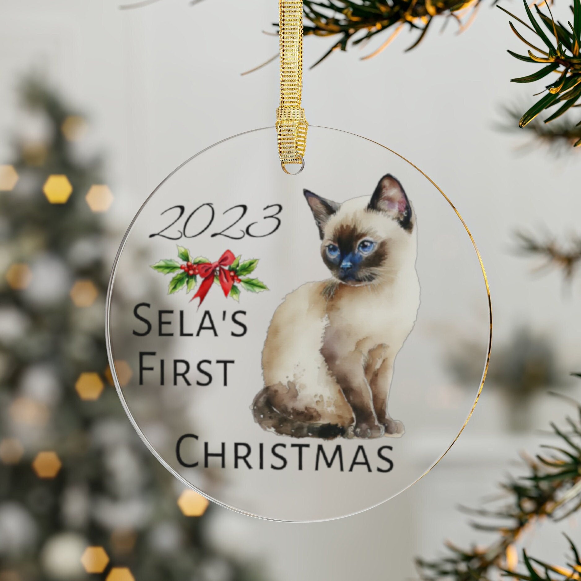 Personalized Siamese Cat First Christmas Ornament, Cat First Christmas ...