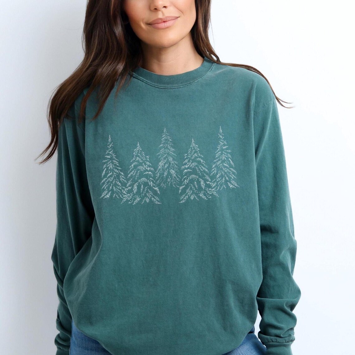 Snow Tree Long Sleeve Comfort Colors ® T Shirt, Wintercore Minimalist ...