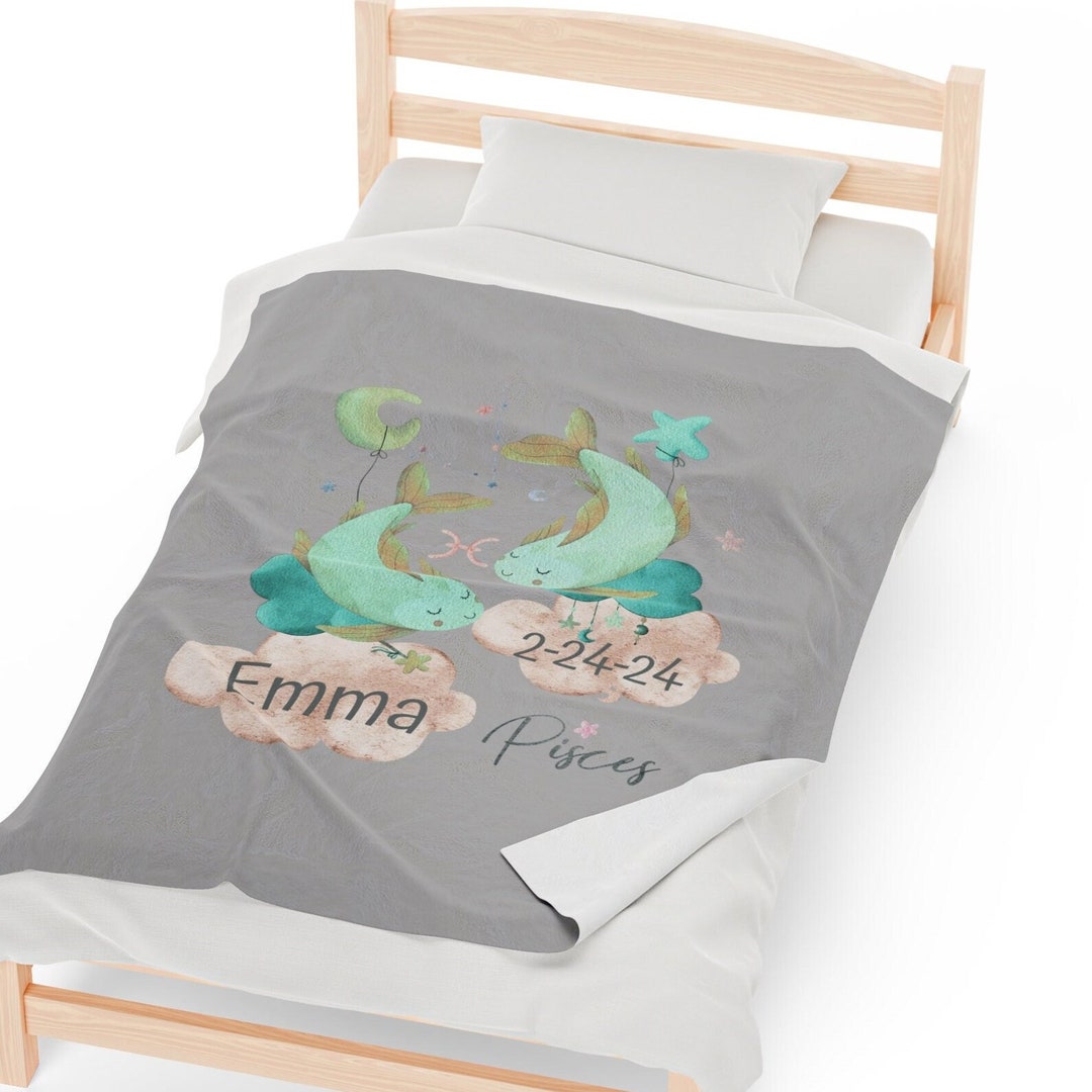 Personalized Baby Pisces Blanket, Custom Pisces Baby Blanket, March ...