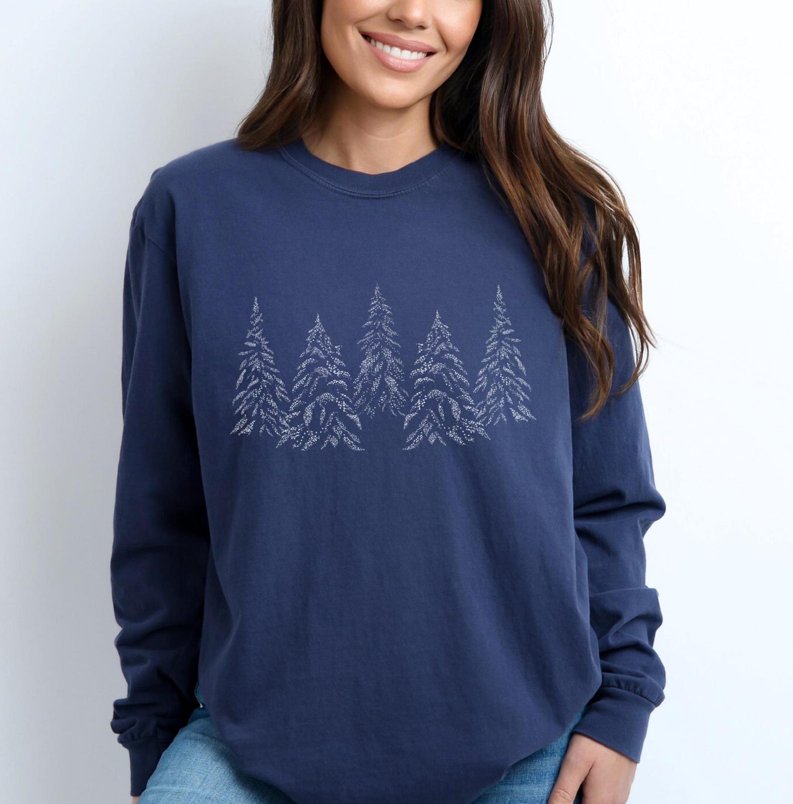 Snow Tree Long Sleeve Comfort Colors ® T Shirt, Wintercore Minimalist ...