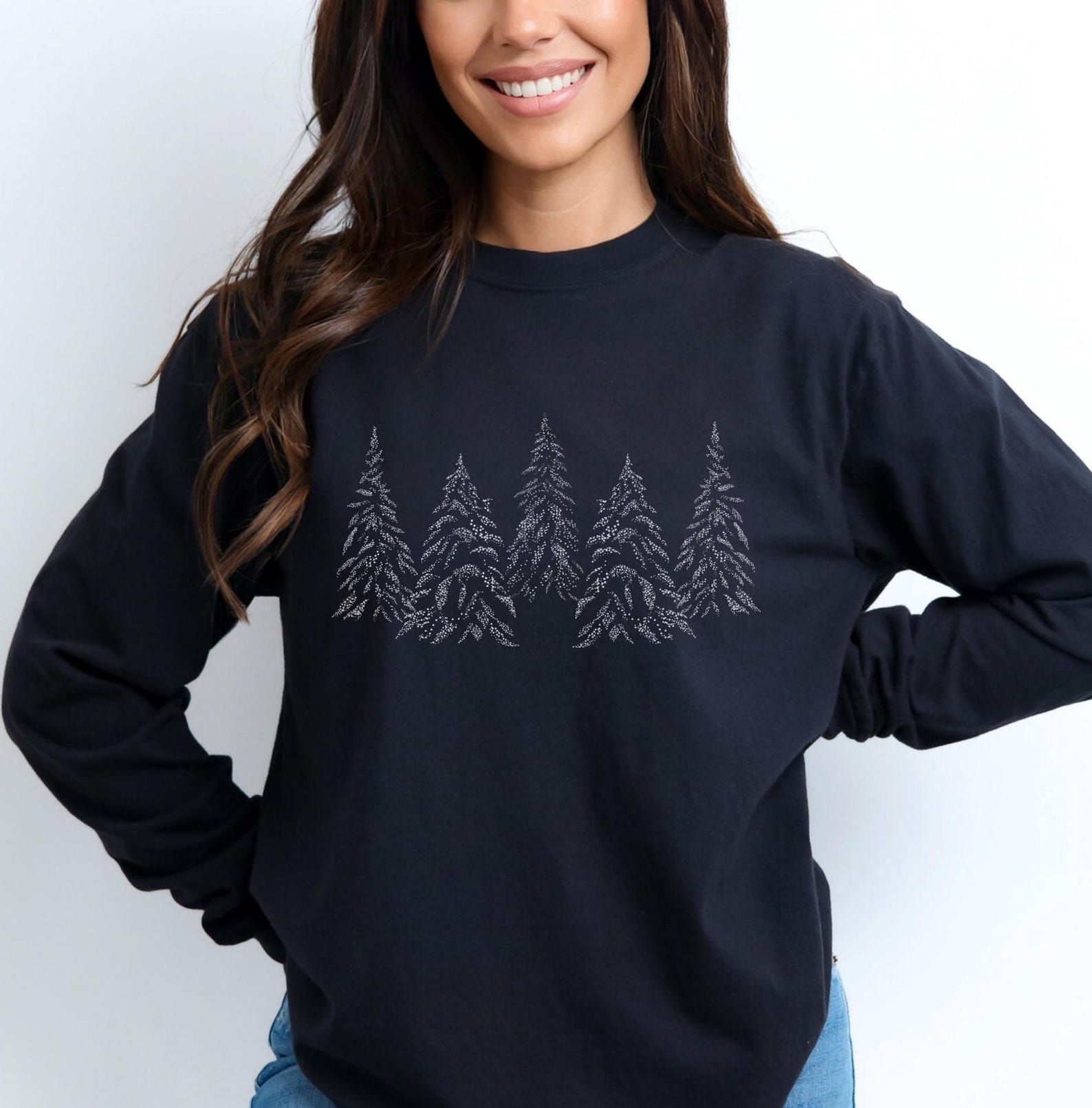 Snow Tree Long Sleeve Comfort Colors ® T Shirt, Wintercore Minimalist ...
