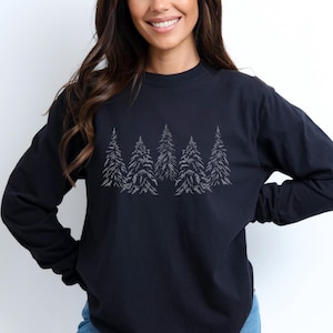 Snow Tree Long Sleeve Comfort Colors ® T Shirt, Wintercore Minimalist ...