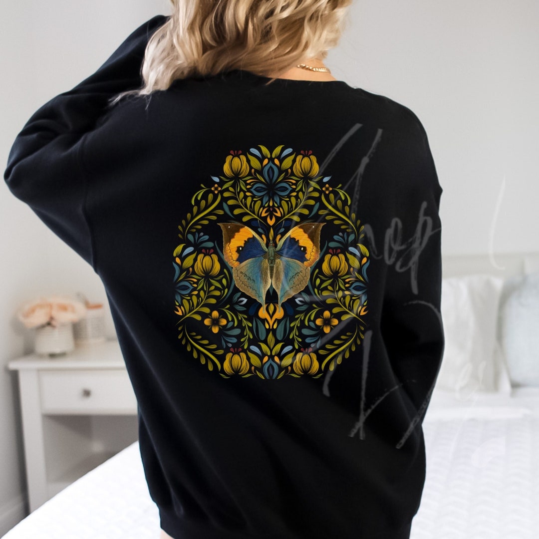 Butterfly Crewneck, Cottagecore Sweatshirt, Boho Butterfly, Folk Art ...