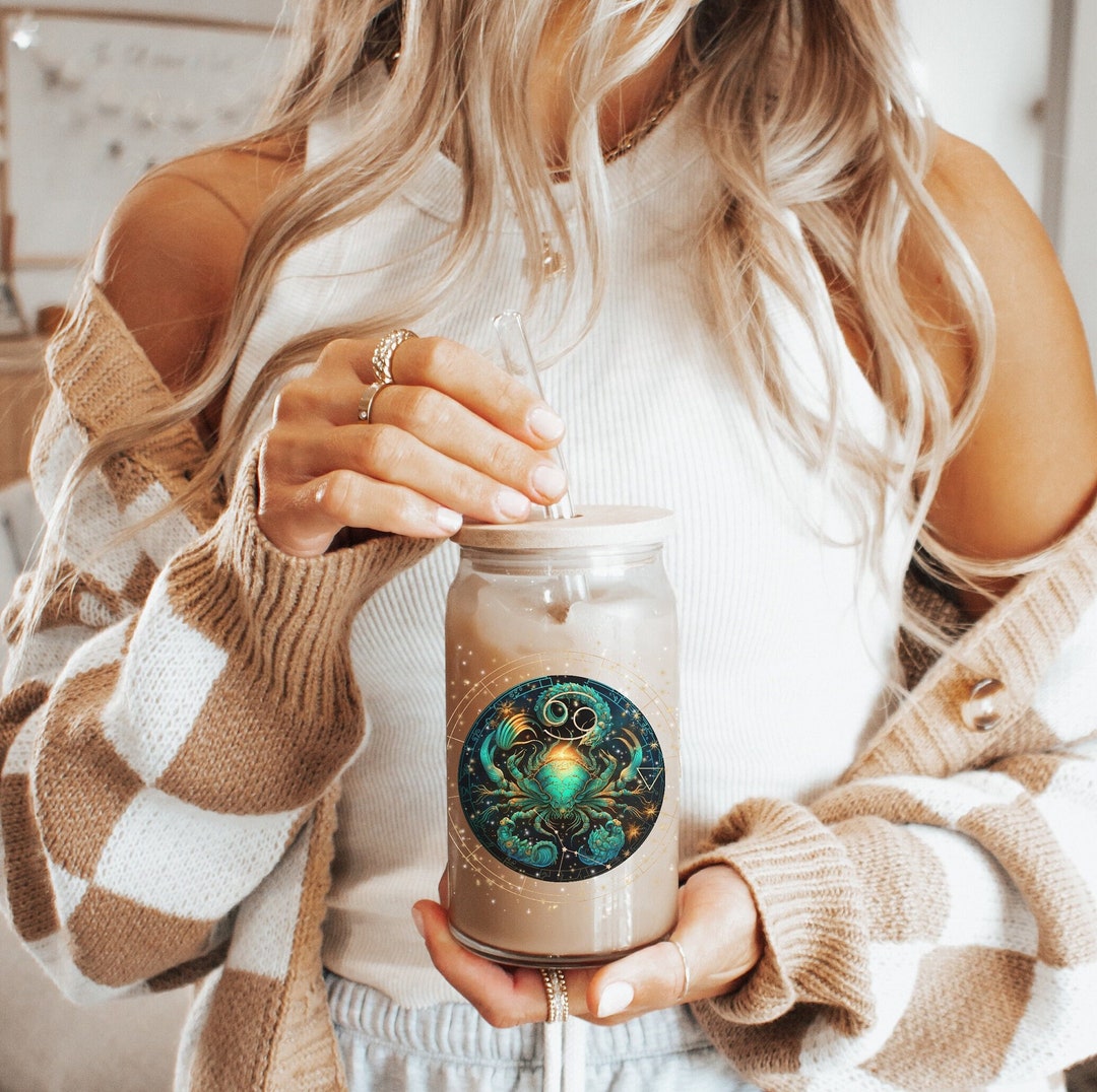 Cancer Zodiac Sipper Glass, Cancer Zodiac Glass Can, Cancer Sign Gift ...