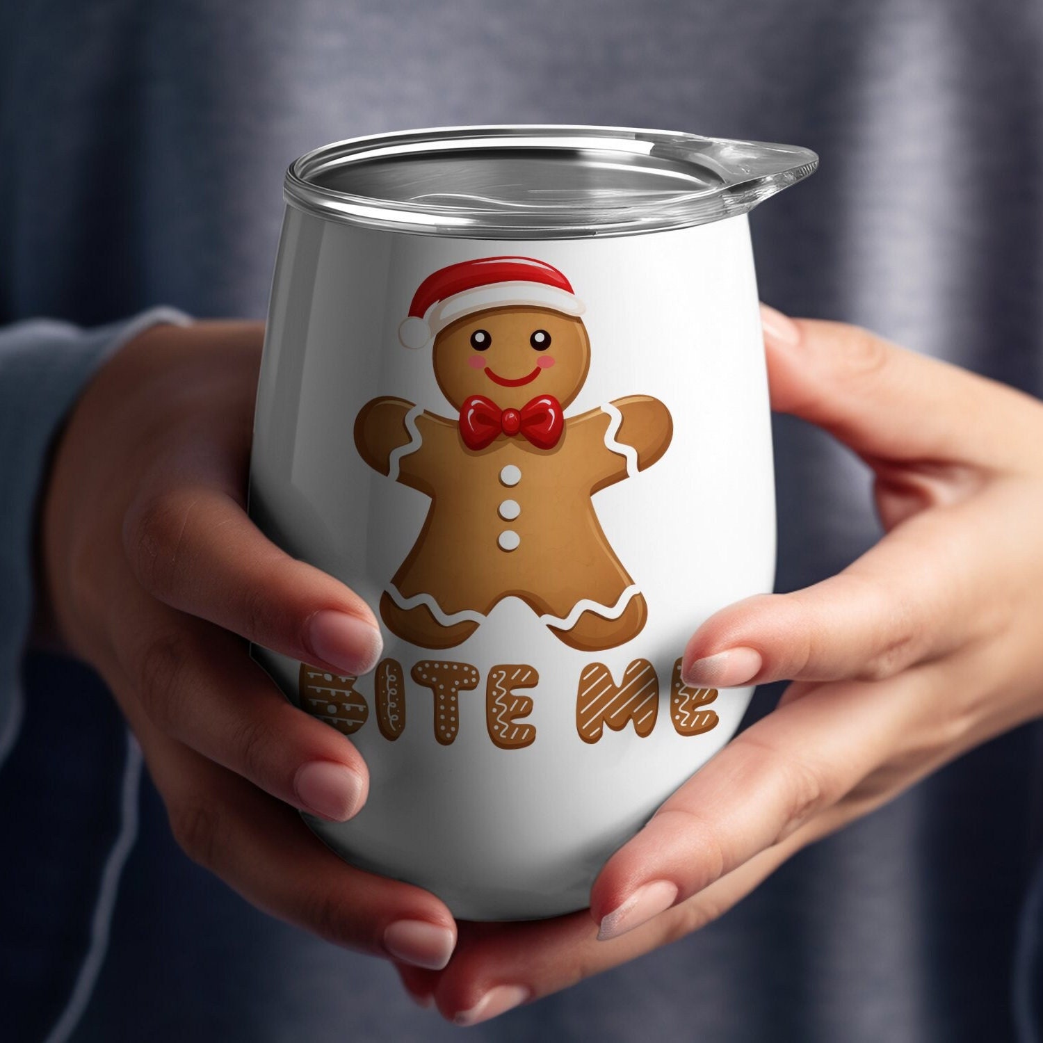 Bite Me Gingerbread Man Wine Tumbler Funny Christmas Gift - Etsy