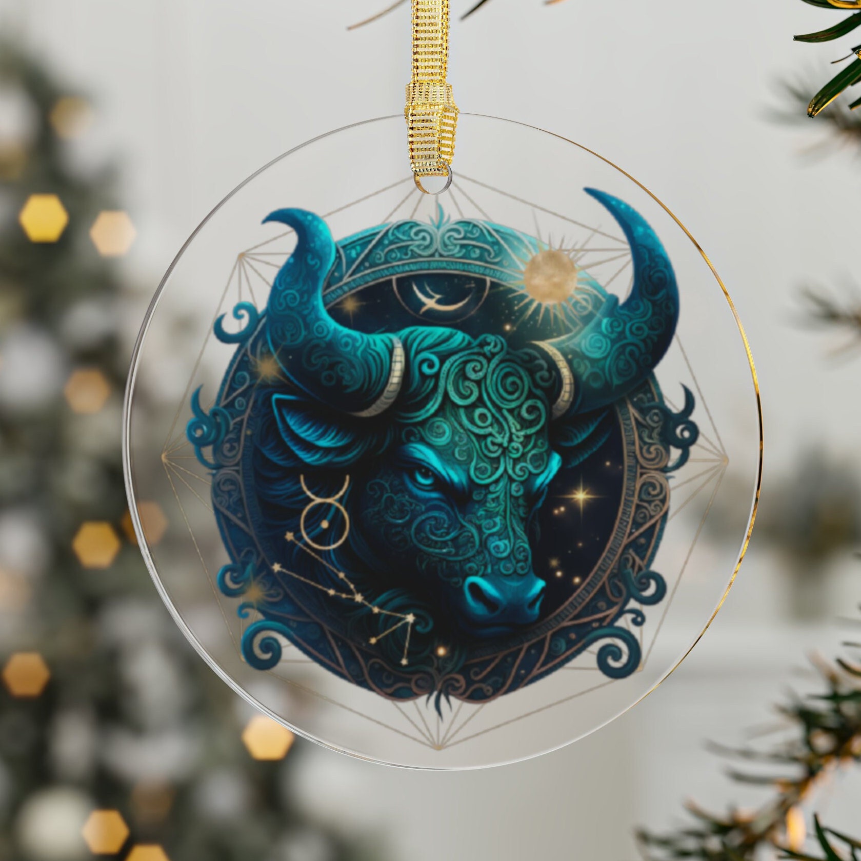 Taurus Ornament, Taurus Christmas Ornament, Taurus Sign Gift, Taurus ...