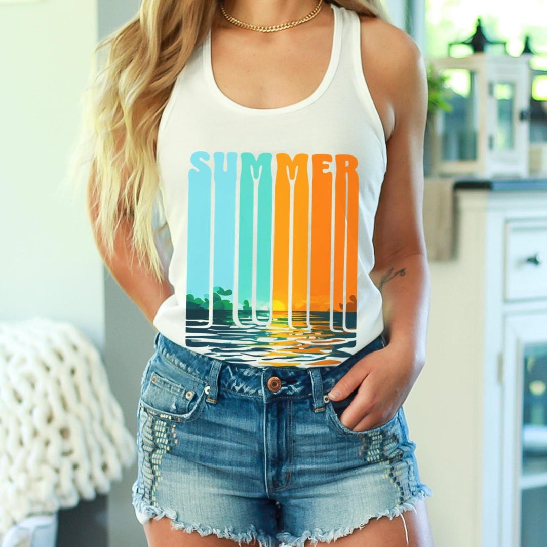 Reflection Tank, Summer Lake Tank, Ocean Sunset Tank Top, Cute Beach ...