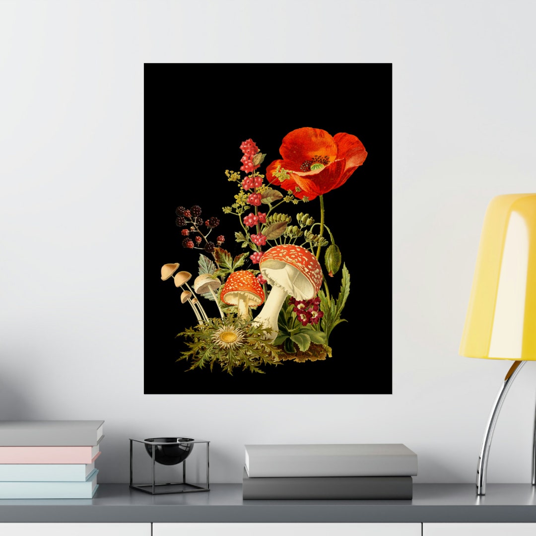 Botanical Mushroom Wall Art, Cottagecore Wall Art, Naturecore Wall Art ...