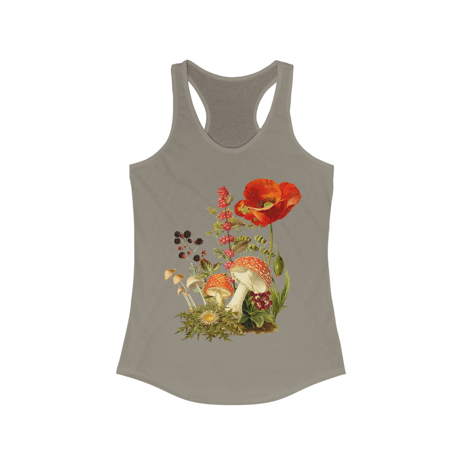 Botanical Mushroom Tank, Cottagecore Tank Top, Wild Flower Shirt, Pop ...
