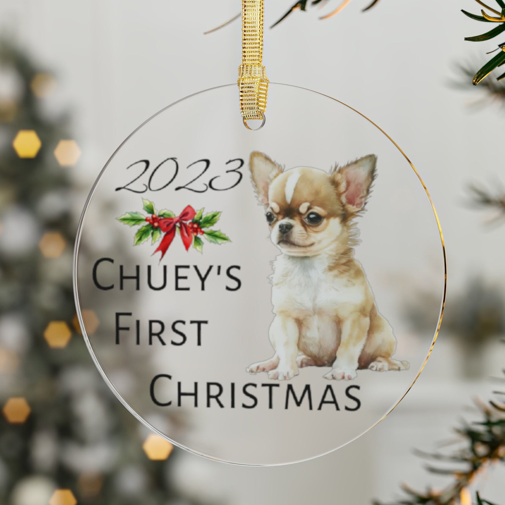 Personalized Chihuahua Dog First Christmas Ornament, Dogs First ...