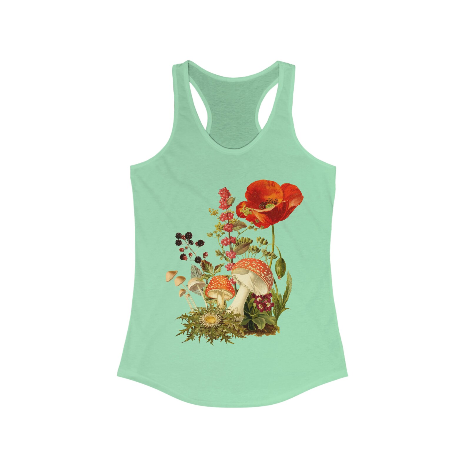 Botanical Mushroom Tank, Cottagecore Tank Top, Wild Flower Shirt, Pop ...