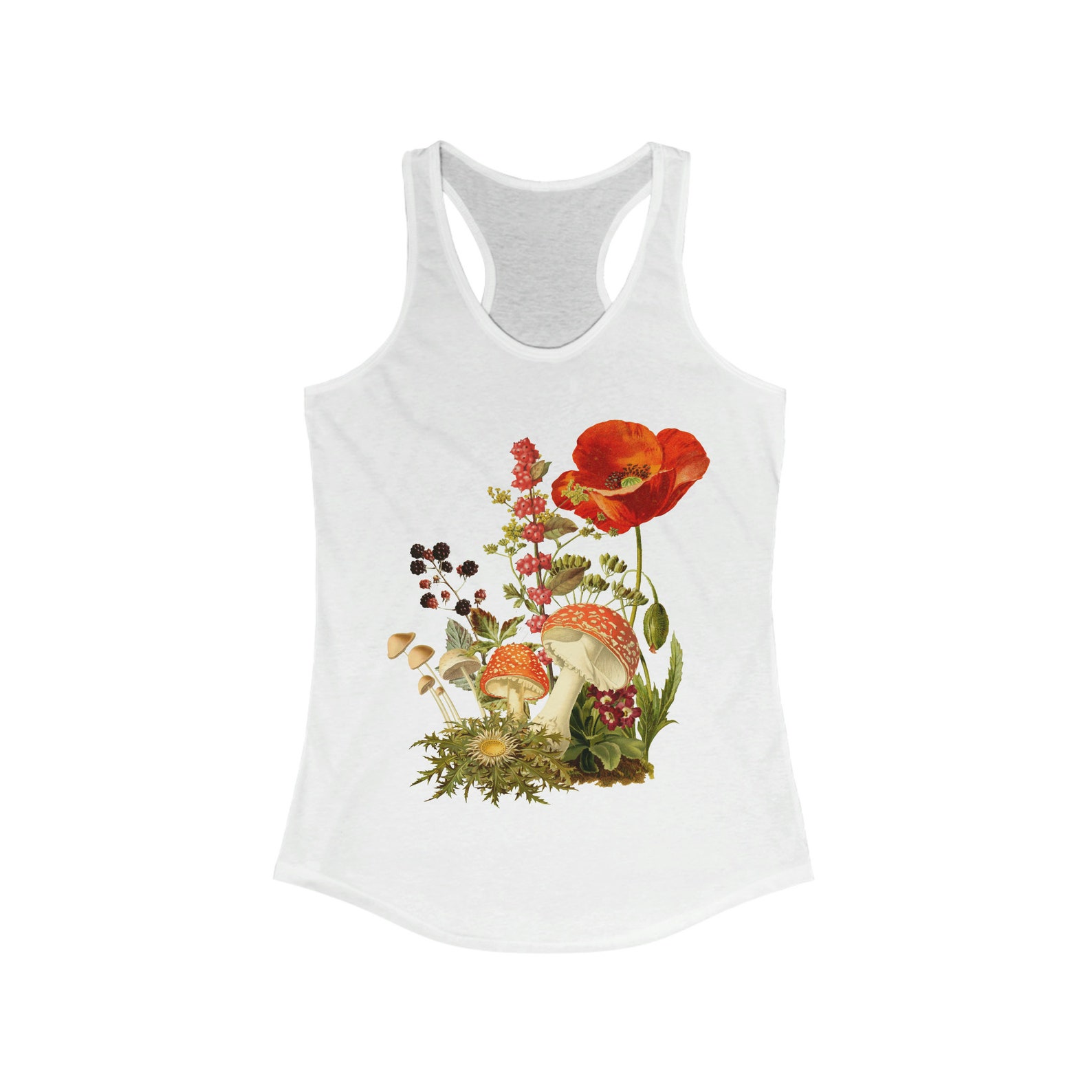 Botanical Mushroom Tank, Cottagecore Tank Top, Wild Flower Shirt, Pop ...