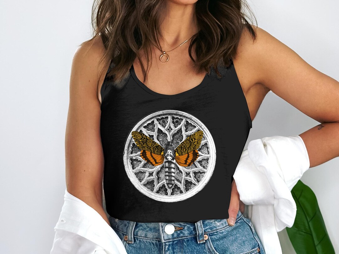 Goblincore Tank, Goth Moth Tank Top, Dark Academia Tank, Halloween ...