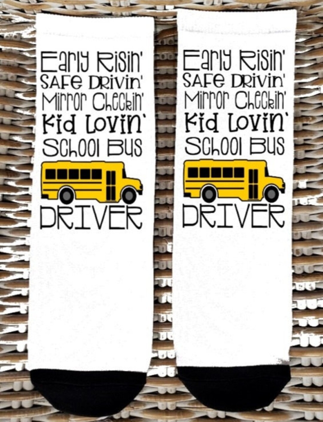 School Bus Driver Theme. Custom Adult Dress Ankle Socks With a Message ...