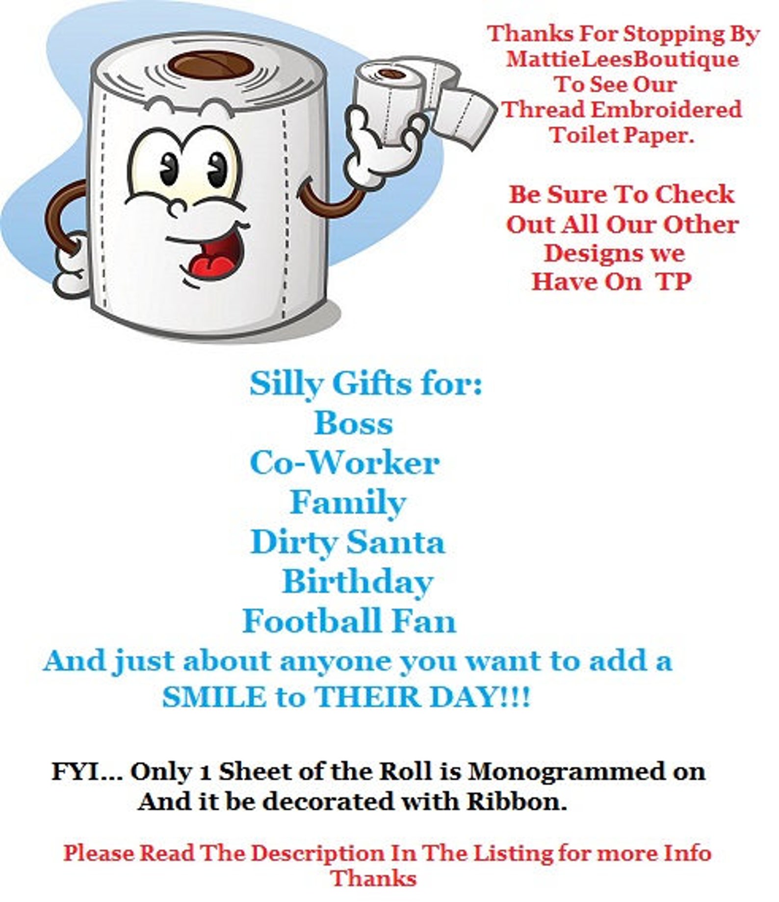 Monogrammed Here's Your Gift Toilet Paper Gag Gift Dirty - Etsy