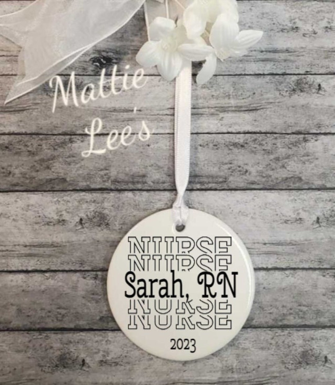 Nurse Ornament, RN, LPN, Nurses Week Gift, White Ceramic, Keepsake ...