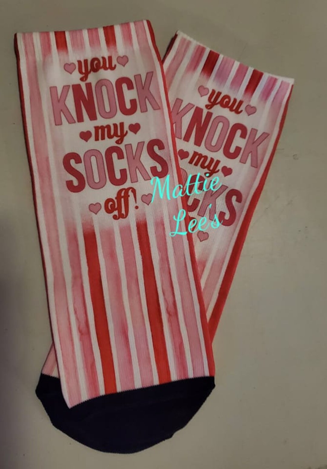 Valentines Day Theme Custom Adult Dress Ankle Socks With a Message. You ...