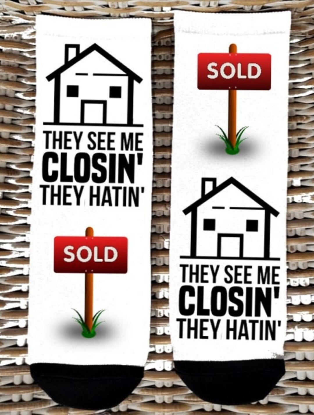 Realtor Theme. Custom Adult Dress Ankle Socks With a Message. Real ...